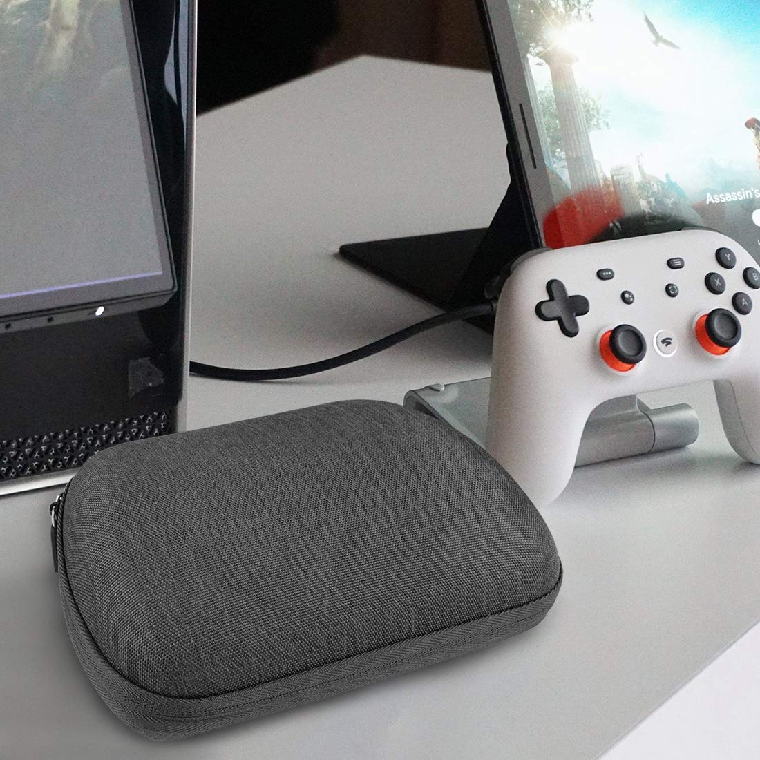 Geekria Shield Case Compatible with Google Stadia Controller, Sony PlayStation 5 Controller, DualSense, Series X, Cyberpunk Xbox, PS4 Controllers Protective Hard Shell Travel Carrying Bag