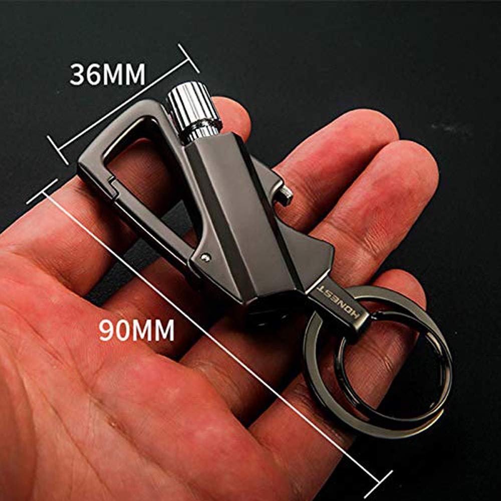 Flint Metal Permanent Match Fire Starter and Bottle Opener Car Keychain Kerosene Fillable Lighter Gift Male Female Outdoor(Kerosene not Include) (Black)