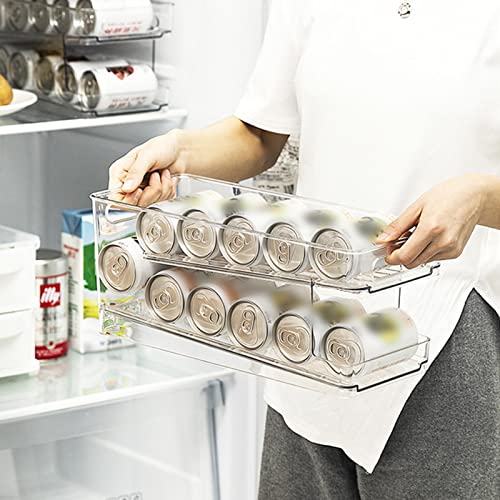 Rolling Can Organizers for Pantry, Soda Can Organizer for Refrigerator,Transparent Can Dispenser for Beer Soda Drink Organizer for Fridge Pantry