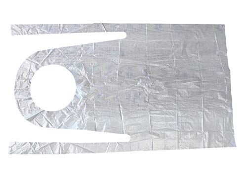 KingSeal Bib Style Disposable Poly Aprons, 28 by 46 Inches, Box of 100 Aprons, White