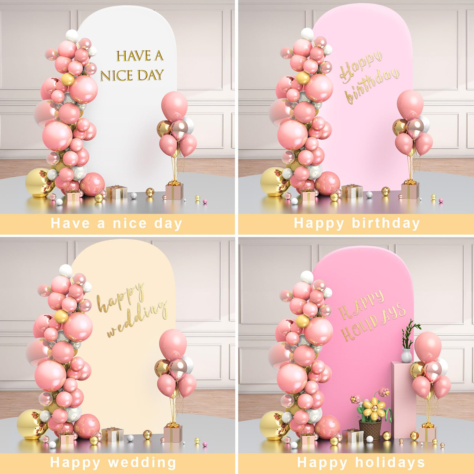 Fitted Wedding Arch Cover 7.2FT Pink Spandex Fabric Suitable for Wedding Arch Backdrop Stand, Birthday, Party, Baby Shower Banquet Arch Decoration (Pink, 7.2FT*4FT)