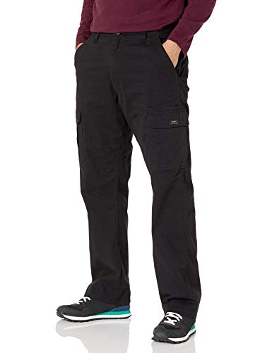 Wrangler Authentics mens Relaxed Fit Stretch Cargo Casual Pants, Black, 34W x 32L US