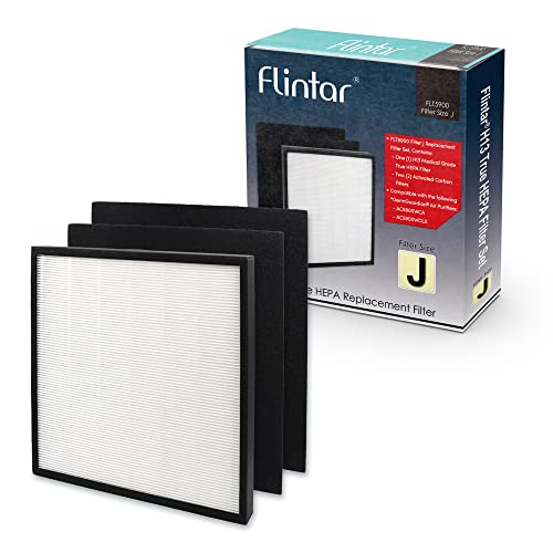 Flintar FLT5900 H13 Grade True HEPA Replacement Filter J, Compatible with GermGuardian Air Purifier AC5900WCA and AC5900WDLX, H13 Grade True HEPA + Activated Carbon Filter, 1-Set