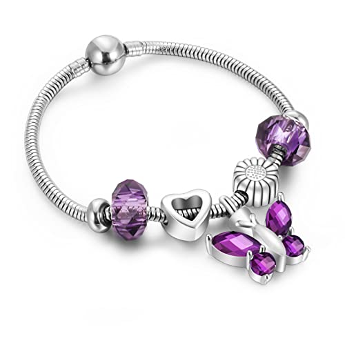 SOITIS Urn Bracelet for Ashes Butterfly Cremation Bracelet Stainless Steel Ashes Keepsake Memorial Urn Bangle for Women