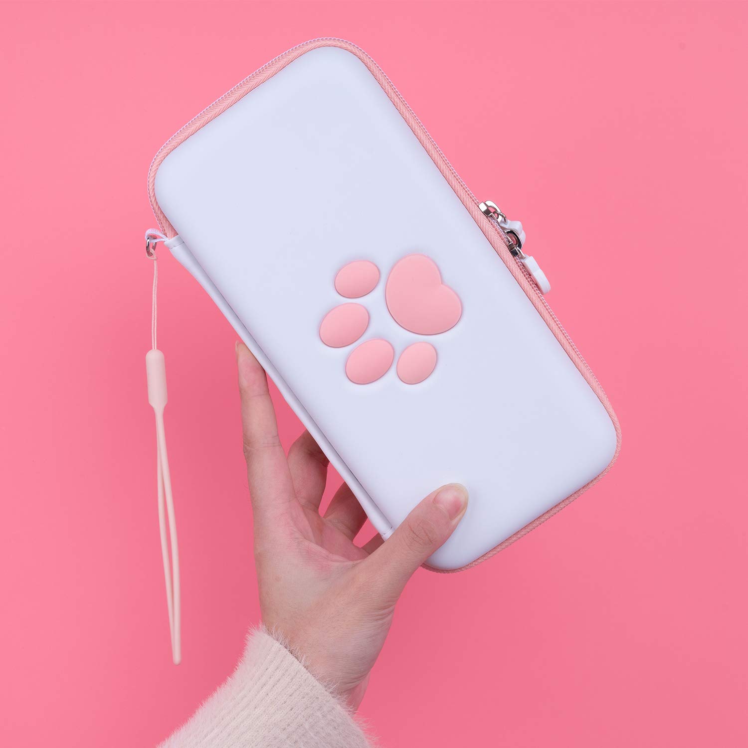 Geekshare Cute Paw Switch Lite Travel Carrying Case Compatible with Nintendo Switch Lite Games Hard Shell Portable Storage Bag for Switch Lite & Game Accessories (for Switch Lite)