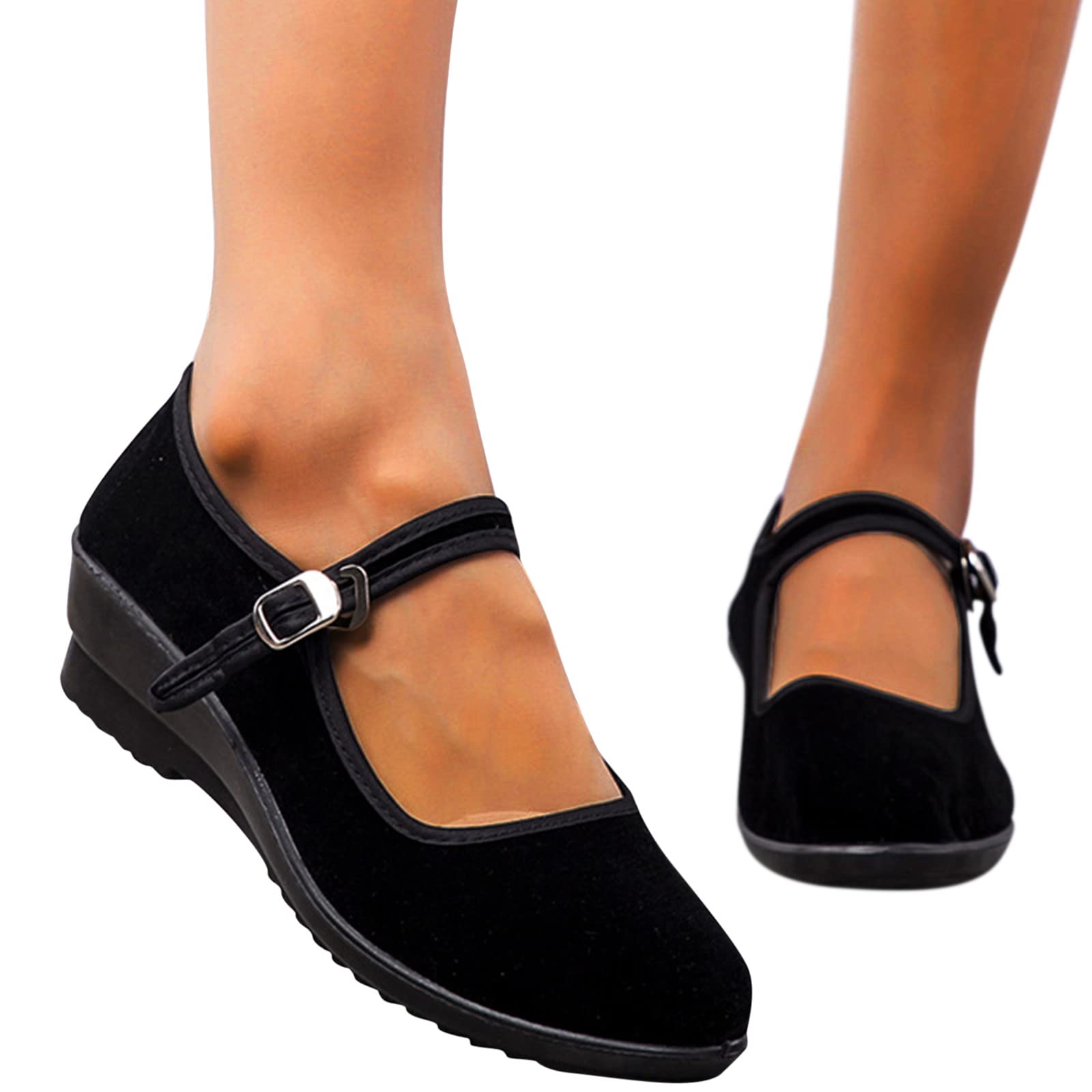 Gyouanime Non-Slip Heeled Sandals Women Wide Width Shoes Casual Comfy 2022 Wedge Platform Service Working Shoes