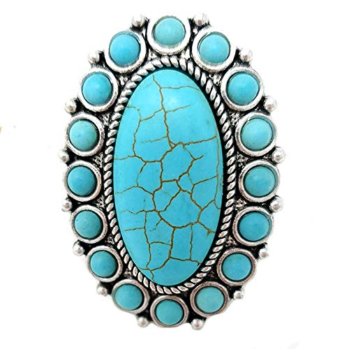Emulily Western Flower Adjustable Cuff Ring (Turqouise)