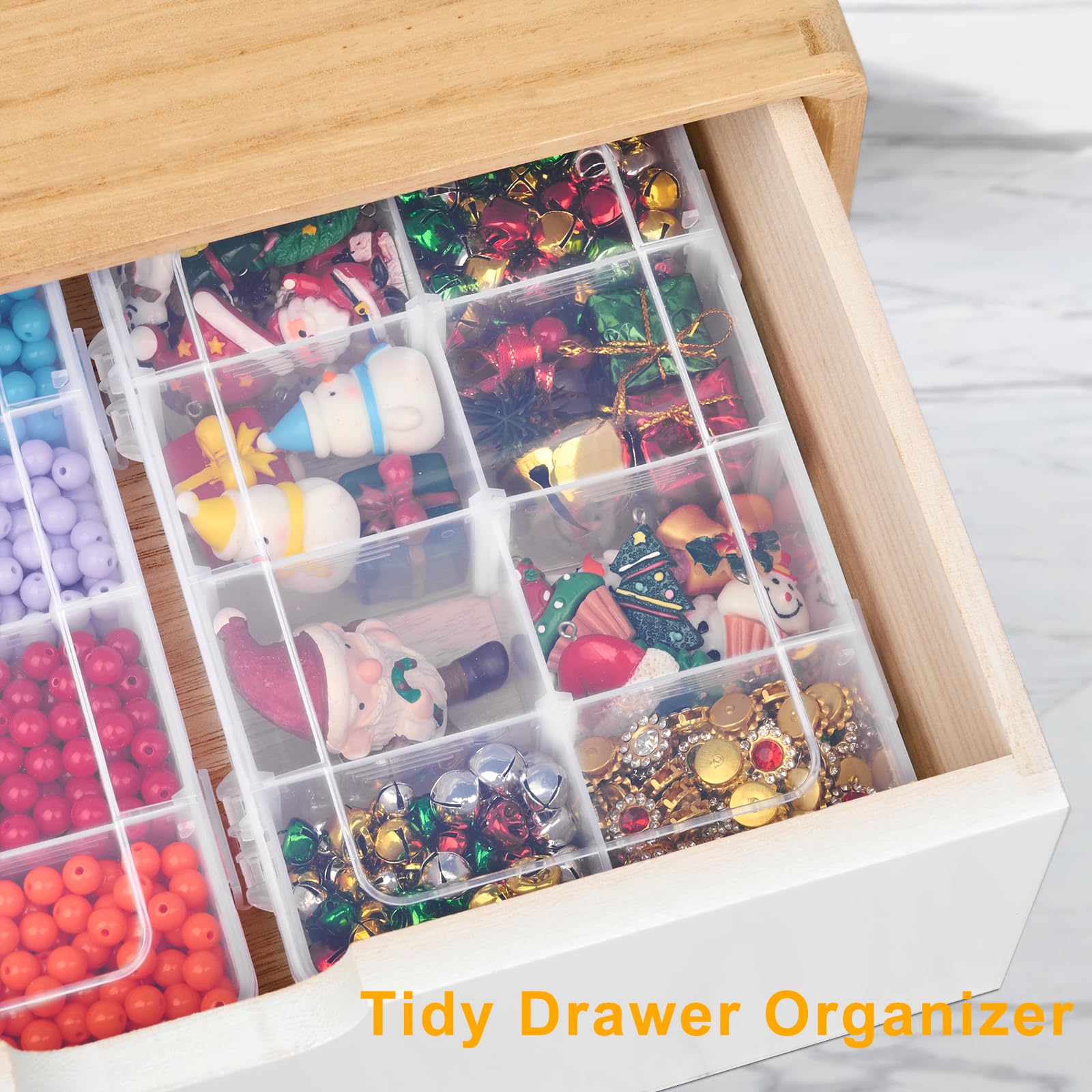 Jutieuo 2 Pack 8 Grids Bead Organizer and Storage, Plastic Organizer Box with Removable Dividers and Labels for Jewelry Crafts Small Parts Electronics Tackle Boxes (2)