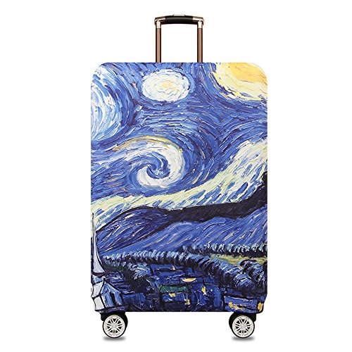 TRAVEL KIN Thickened Luggage Cover ,Washable Travel Gear Cover,18/24/28/32 Inch Suitcase Spandex Protective Cover (L(25"-28" luggage), Starry Night)