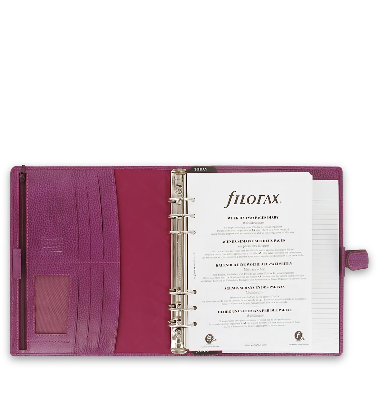 Filofax A5 Finsbury raspberry organiser