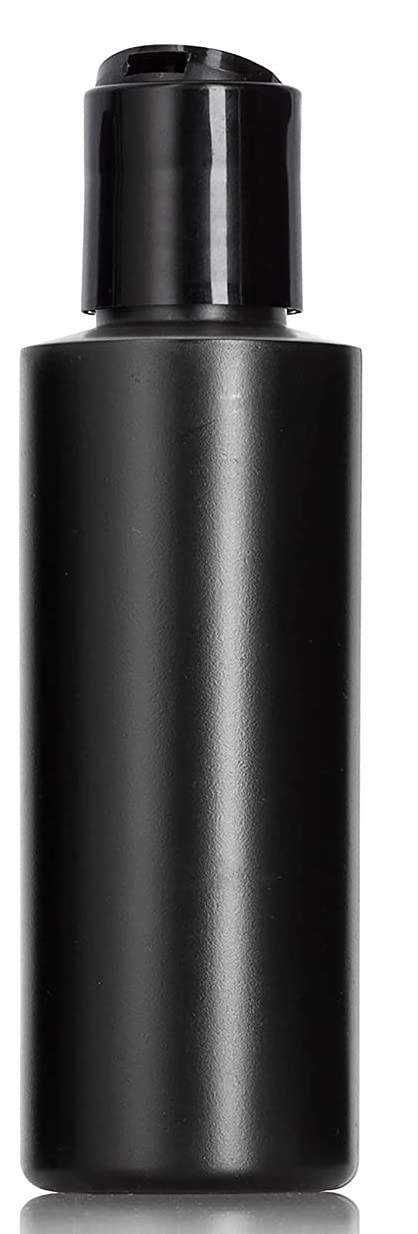 JUVITUS 8 oz Black Squeeze Cylinder Plastic (BPA Free) Bottle with Black Disc Cap (12 Pack)