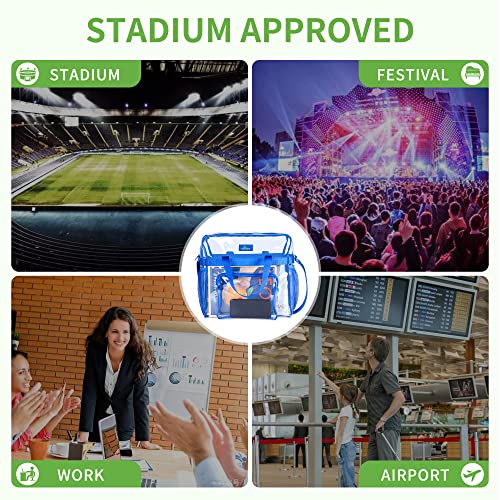 MAY TREE Clear Bag Stadium Approved 12×6×12, Clear Stadium Bag for Women and Men, Clear Lunch Bag for Work Travel Sport Office, Clear Tote Bag Stadium Approved with Non-Removable Straps - Blue