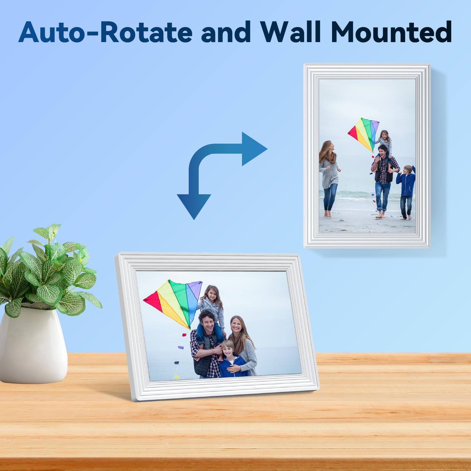 Frameo WiFi Digital Picture Frame, 10.1 Inch Smart Digital Photo Frame with 16GB Storage 1280x800 IPS HD Touch Screen, Auto-Rotate, Easy Setup to Share Photos or Videos Remotely via App from Anywhere