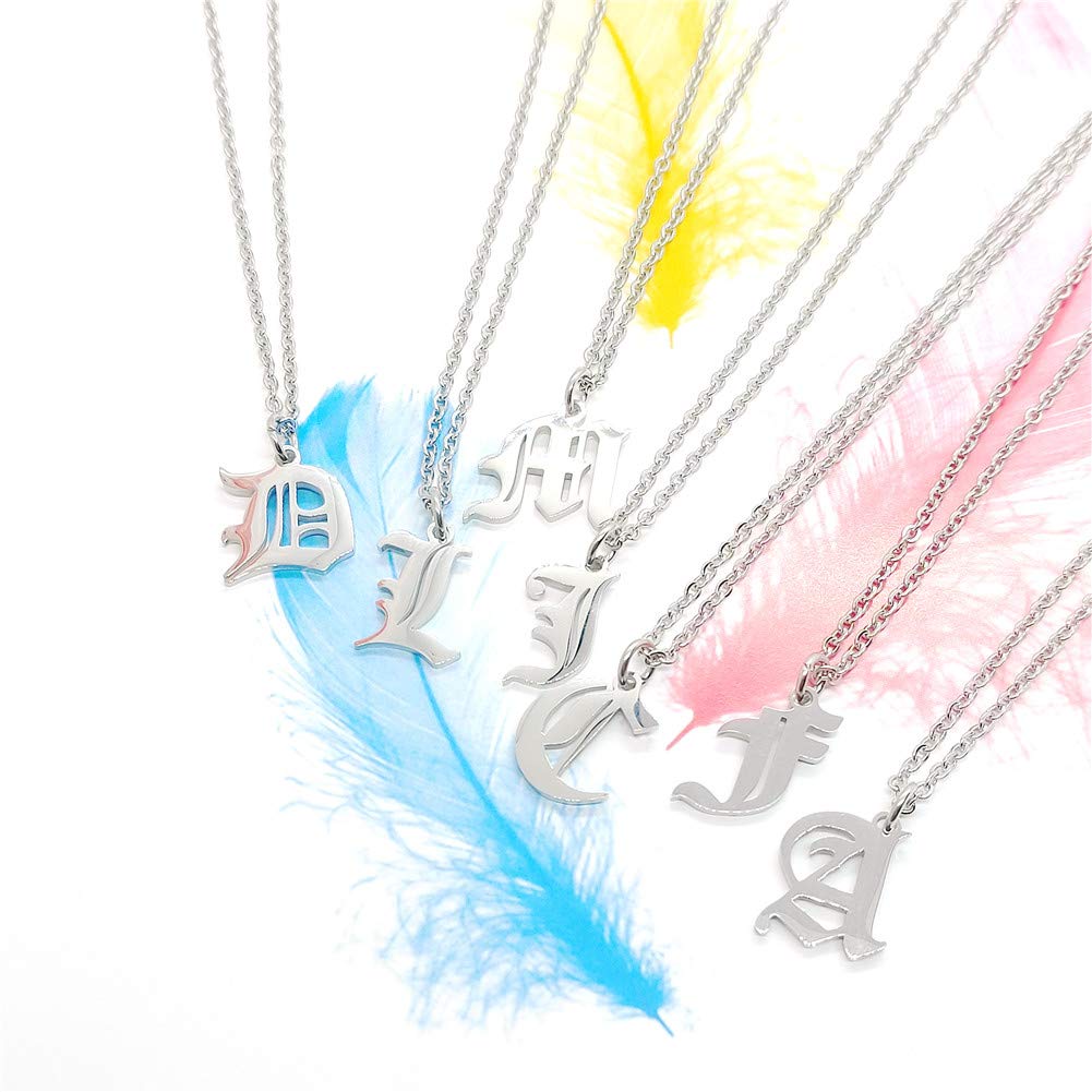 Elefezar Old English Initial Pendant Necklace Letter L Womens Gifts