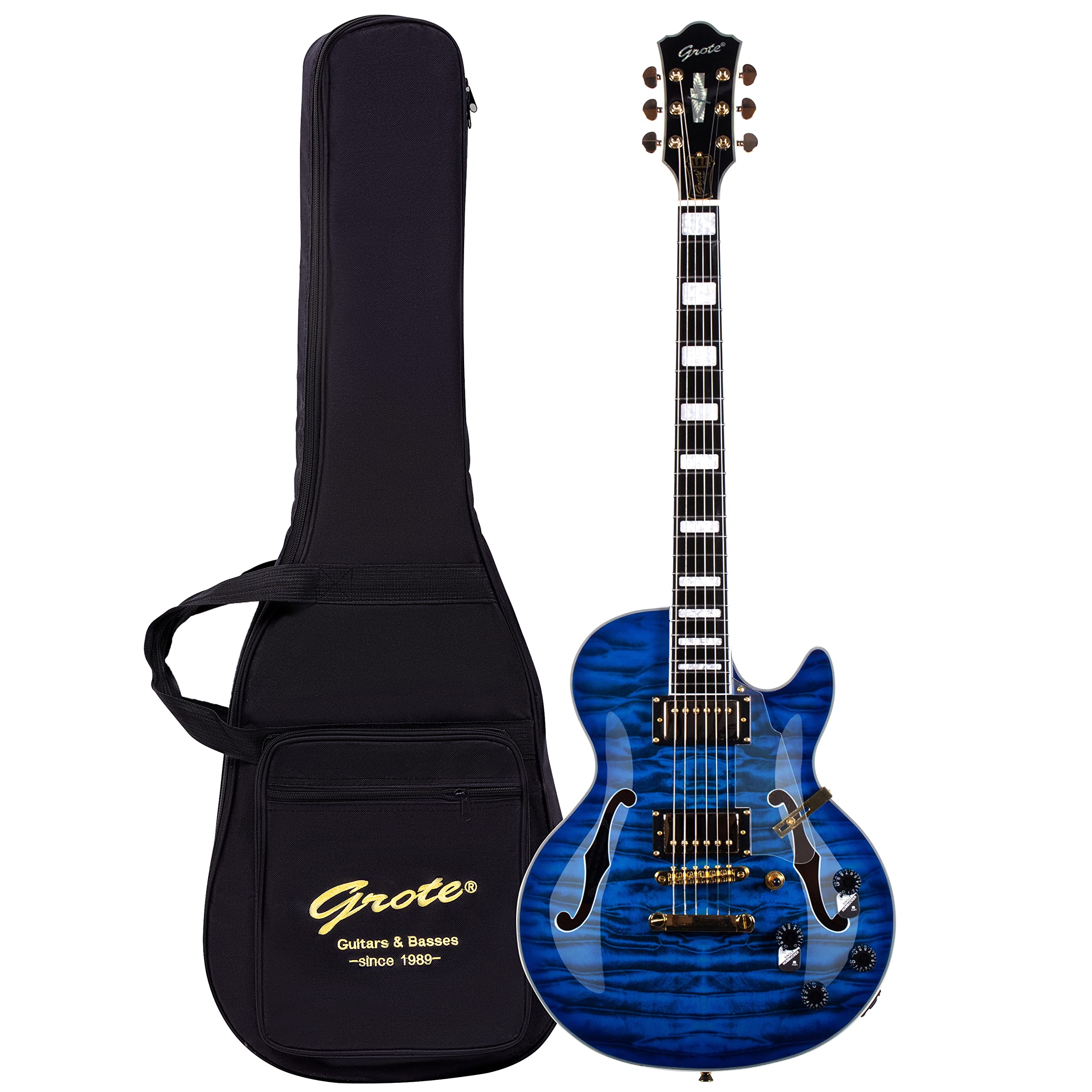 Grote LPF-001 Semi-Hollow Body Electric Guitar Coils Splitting with Gigbag (Purple)