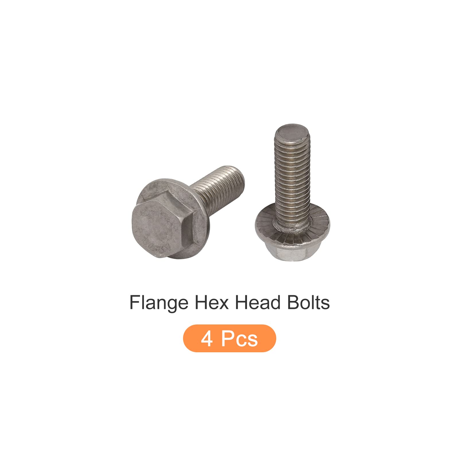 METALLIXITY Flange Hex Head Bolts (M10x30mm) 4pcs, Hexagon Bolt Fully Thread Screw - for House Construction Hardware Fasteners