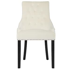 GOTMINSI Upholstered Dining Chairs, Set of 2 Accent Chairs Modern Button-Tufted Dining Room Chairs with Nailhead Trim, Velvet Dining Side Chair for Bedroom,Kitchen(Black)