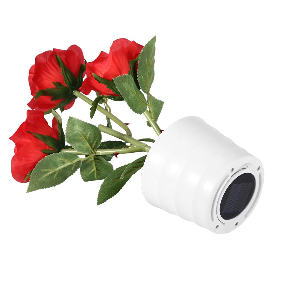 Fdit Artificial Rose 3LED Lamp Solar Simulation Flower Light for Home Garden Yard Lawn Path Way Party Decorative