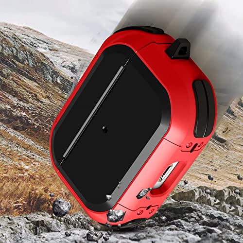 SaharaCase Armor Series Case for Apple AirPods Pro 2 (2nd Generation) [Rugged] Full Body Protection Antislip Grip Slim with Keychain (Red)
