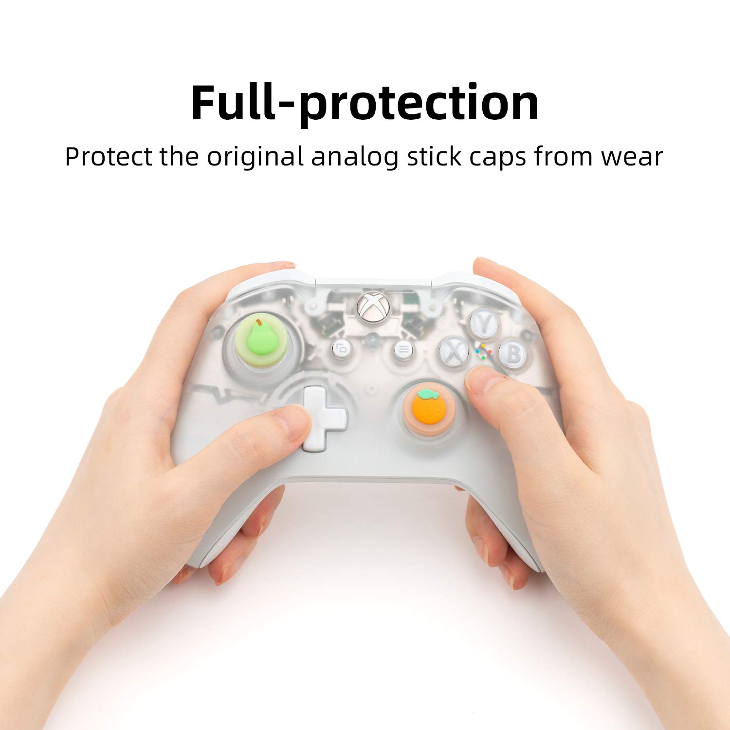 GeekShare Fruits Theme Xbox One Controller Thumb Grips, Thumbsticks Cover Set Compatible with Xbox One Controller, 2 Pair / 4 Pcs - Pear and Orange