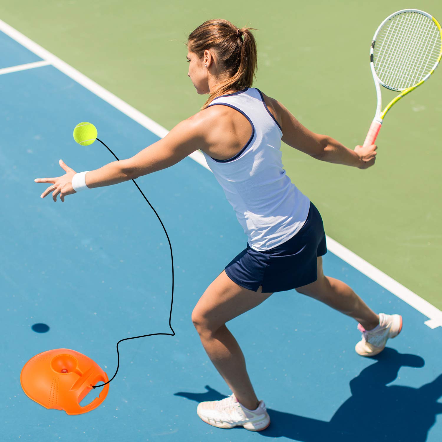 Gejoy 4 Packs Tennis Training Ball with String Tennis Trainer Balls Self Practice Trainer Tool Tennis Ball Training Equipment for Tennis Trainer Practice Exercise