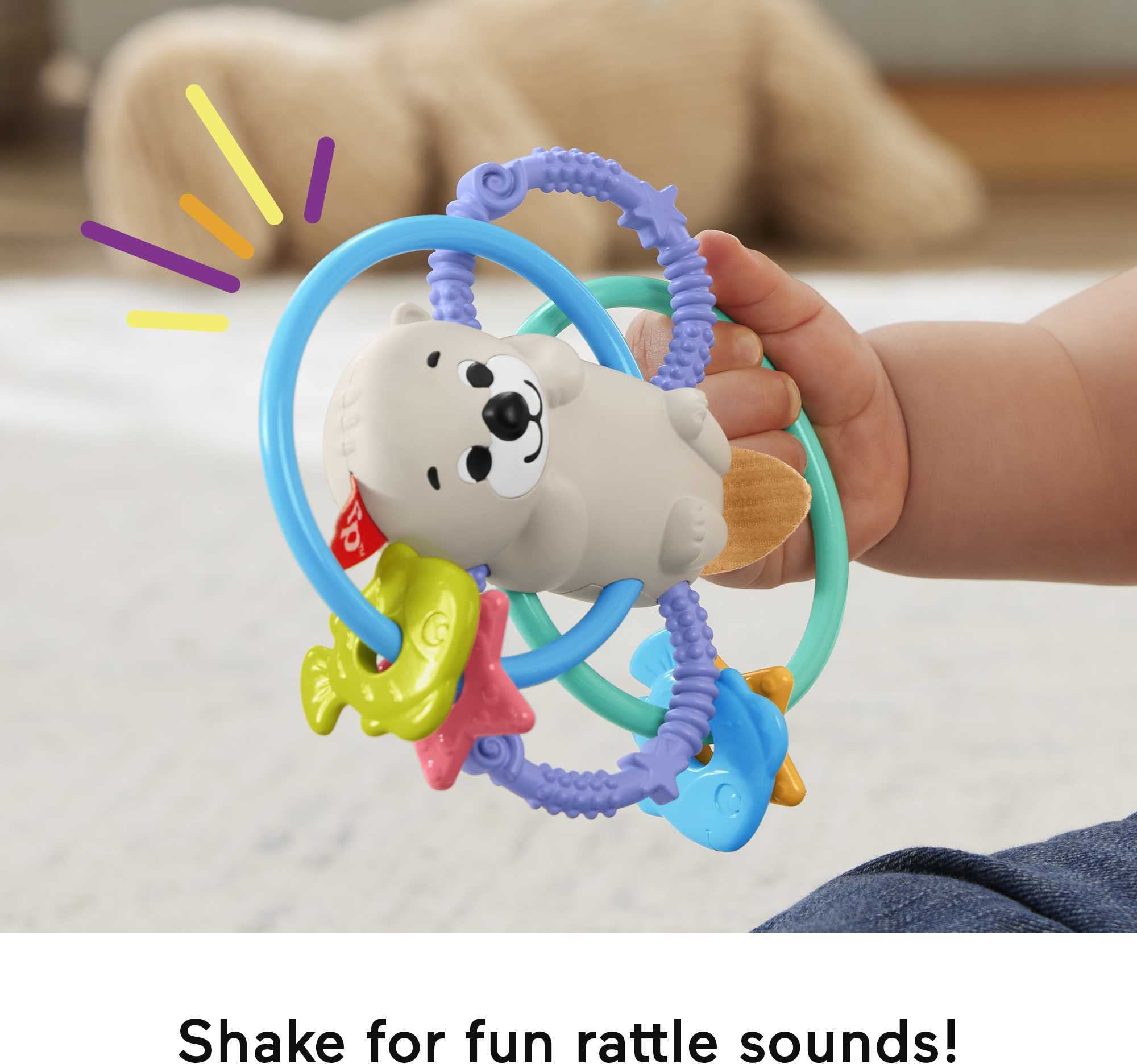 Fisher Price Baby Toys Twist & Teethe Otter 2-In-1 Rattle and Bpa-Free Teether with Textured Rings for Infant Fine Motor Play
