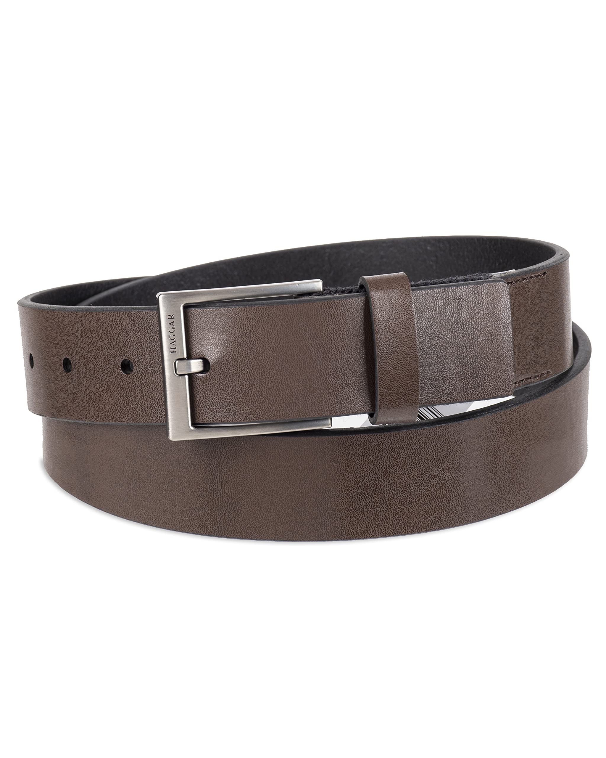 Haggar Men's Essential Belt-Dress and Casual, Brown Tab, X-Large (42-44)