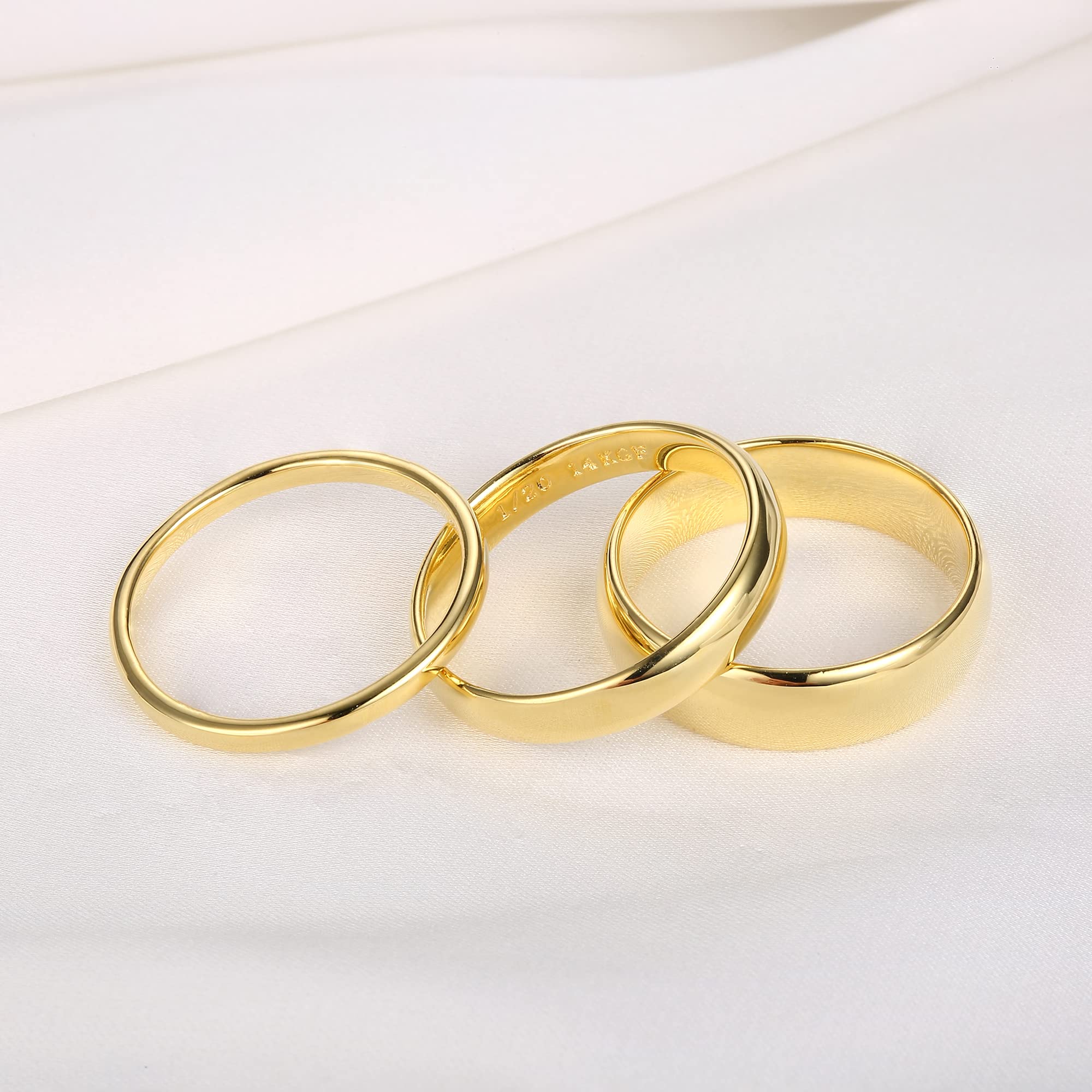HAIAISO 14K Gold Filled Rings Stacking Rings for Women Thin Gold thumb Ring Stackable Band Ring Plain Statement Ring Comfort Fit Size 8