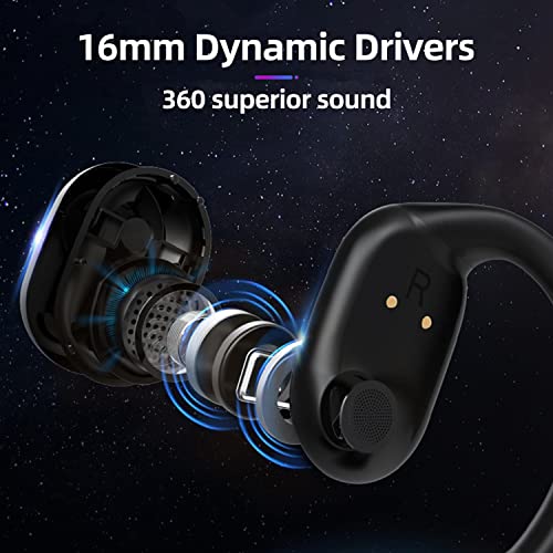 Sainellor Open Ear Air Conduction Headphones, 56H Playtime Bluetooth 5.2 Wireless Earbuds,IPX5 Waterproof Headphones, 16mm Dynamic Drivers Touch Control Sport Headphones