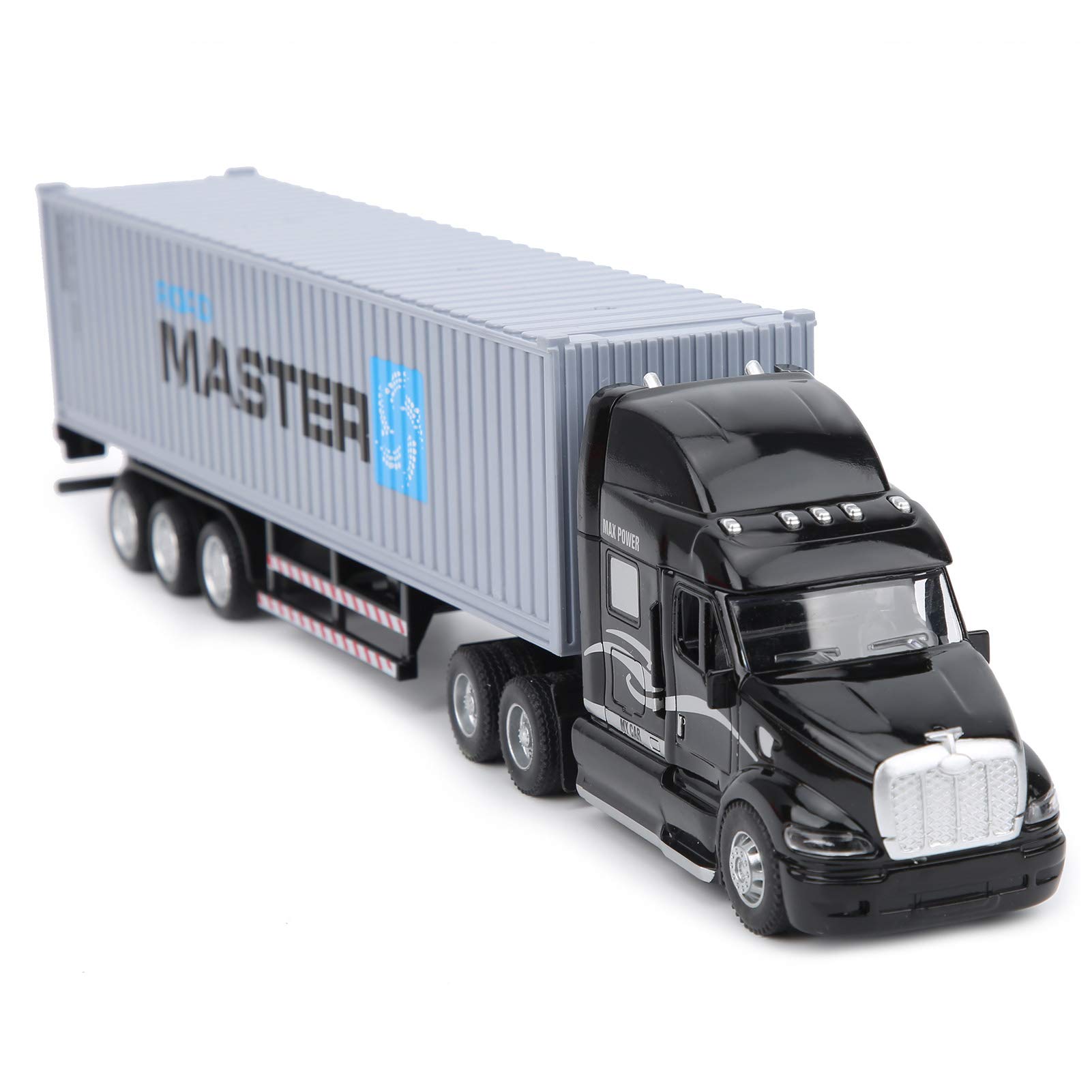 Keenso Alloy Simulation Container Car Model Children Kid Pull Back Car Toy with Sound Light((Black+Grey)) Animal Model Hand-me-Downs, Robots