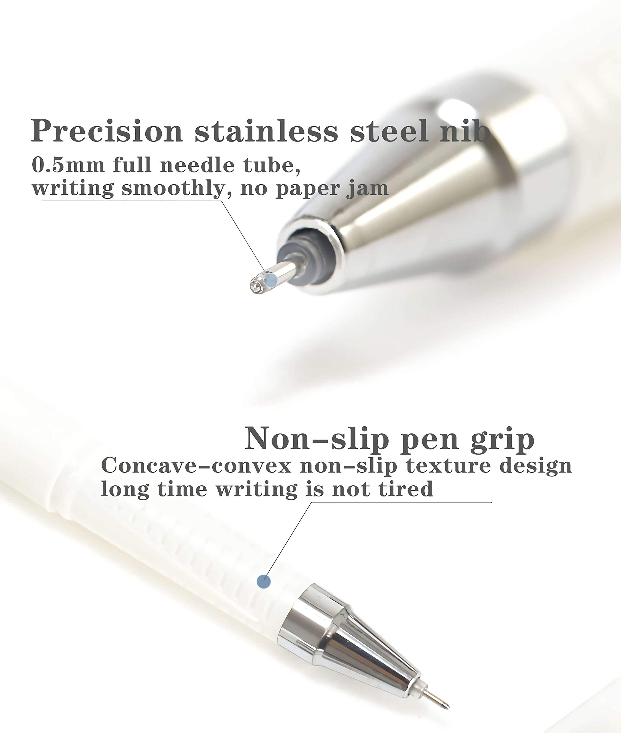 Gel Pens with Black ink Ballpoint Pens Fine Point Pens Roller Ball Smooth Writing Pens for Office Home Work, 0.5mm Fine Tip Pen,Orchid porcelain pattern (12-Pack) (Black)