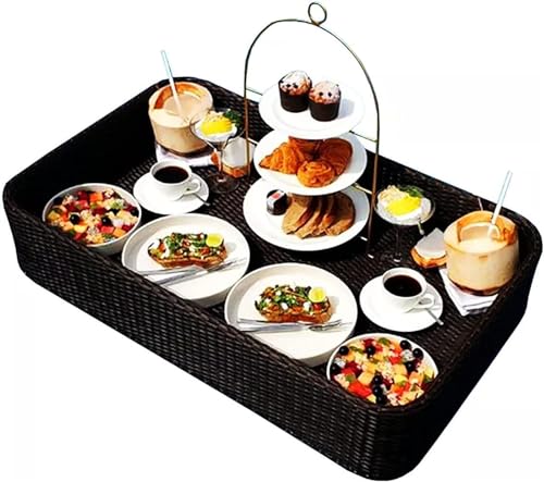Floating Tray Floating Serving Tray Swimming Pool Floats, for Sandbars Spas Bath and Parties, 80x60x15cm / 31.5x23.6x5.9inch (Color : Black)