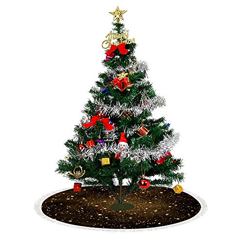 Dream Bay Christmas Tree Skirt,Golden Sparkling Christmas Tree Mat for Xmas Party Decoration 30x30 Inches
