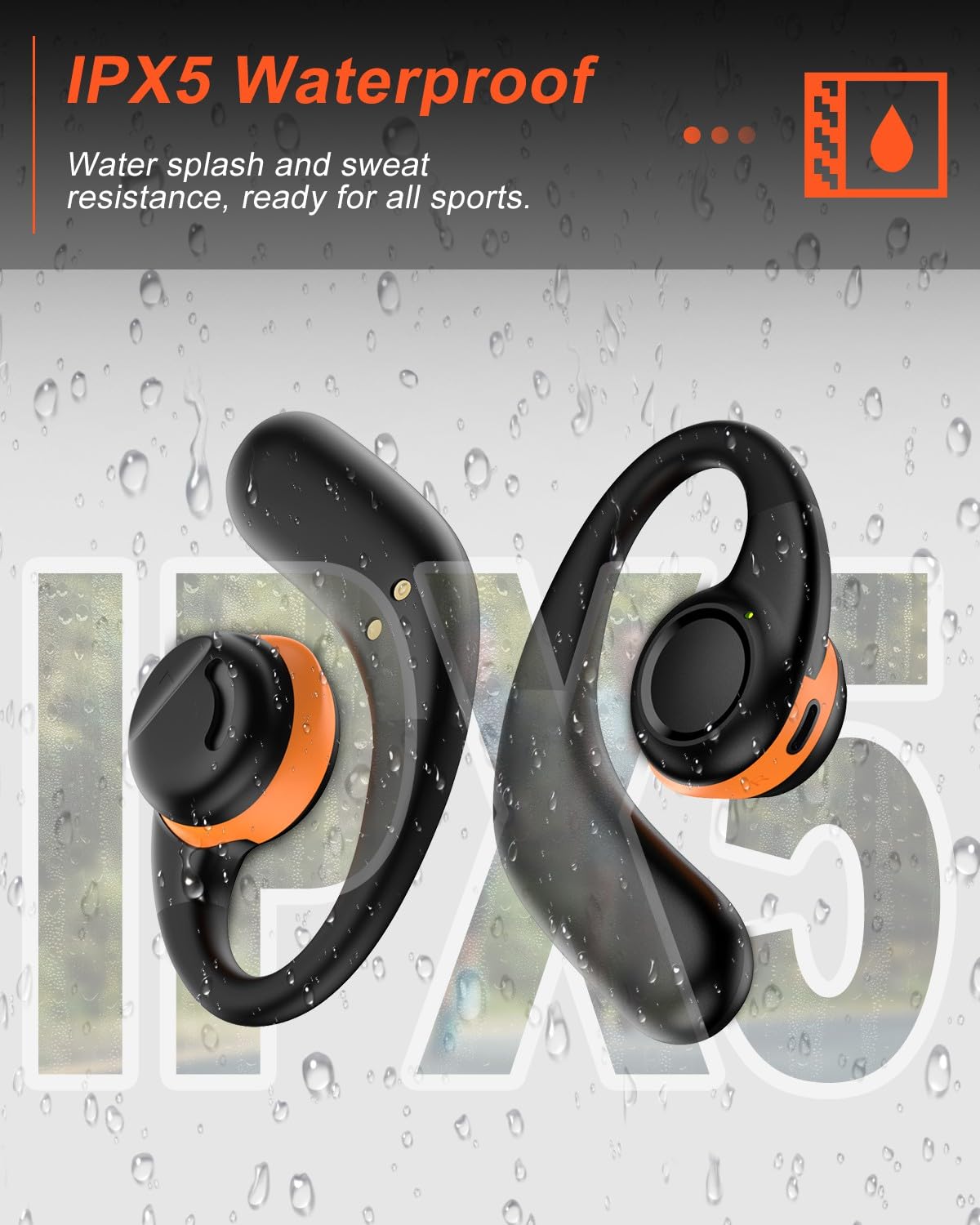 Jzones Open Ear Headphones Wireless Bluetooth 5.2, Open Ear Earbuds with Dual 16.2mm Dynamic Drivers 60 Hours Playtime Waterproof Sport Earbuds for Android iPhone TV