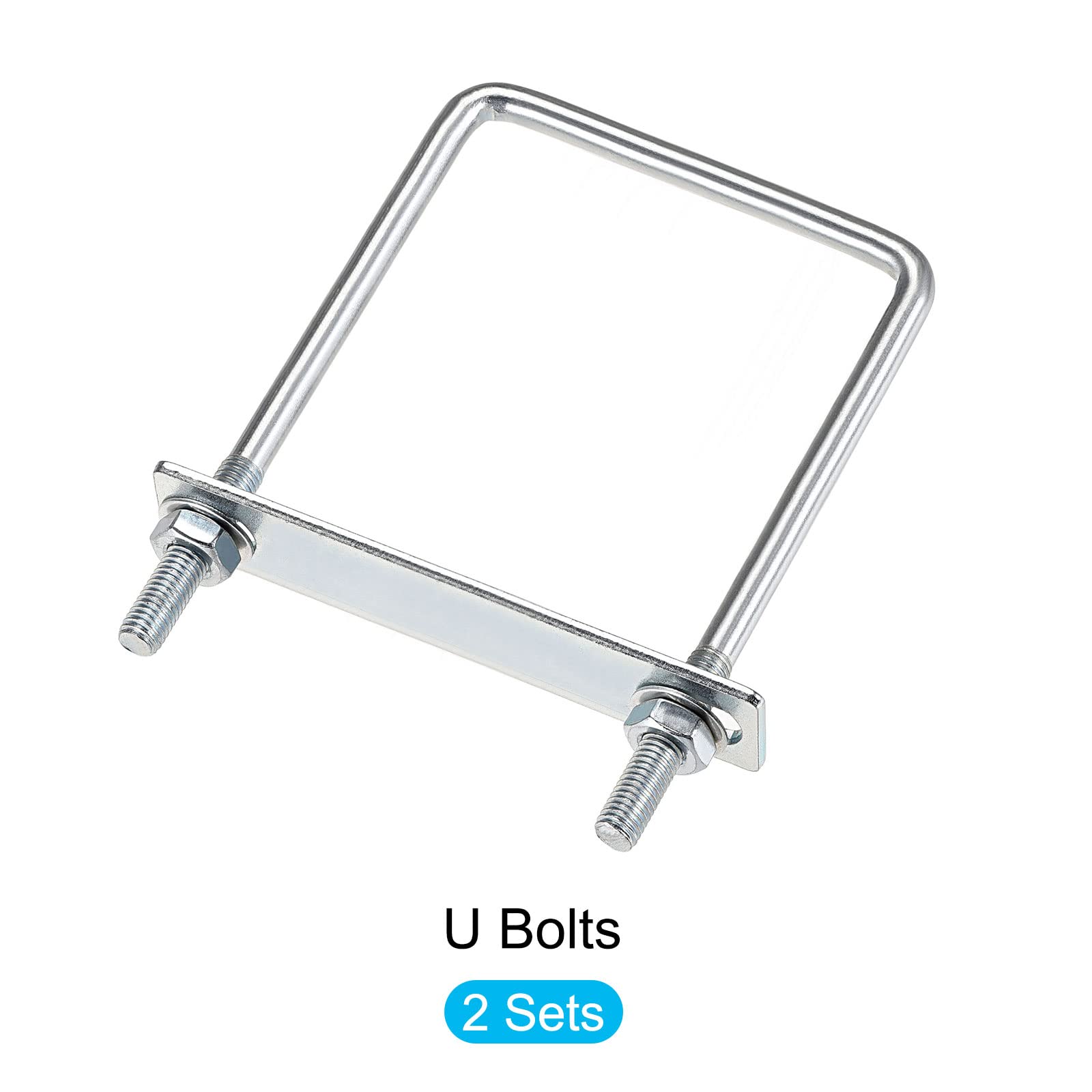 METALLIXITY U Bolts 2 Sets (M8x80x130mm), Square U Bolt Carbon Steel with Accessories - for Construction, Pipe