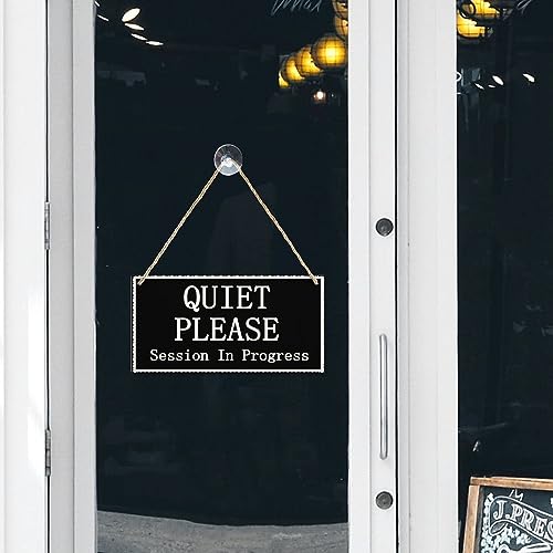 Quiet Please Session in Progress Functional Small Office/Home Treatment Room Hanging Door Sign 12 inch by 6 inch