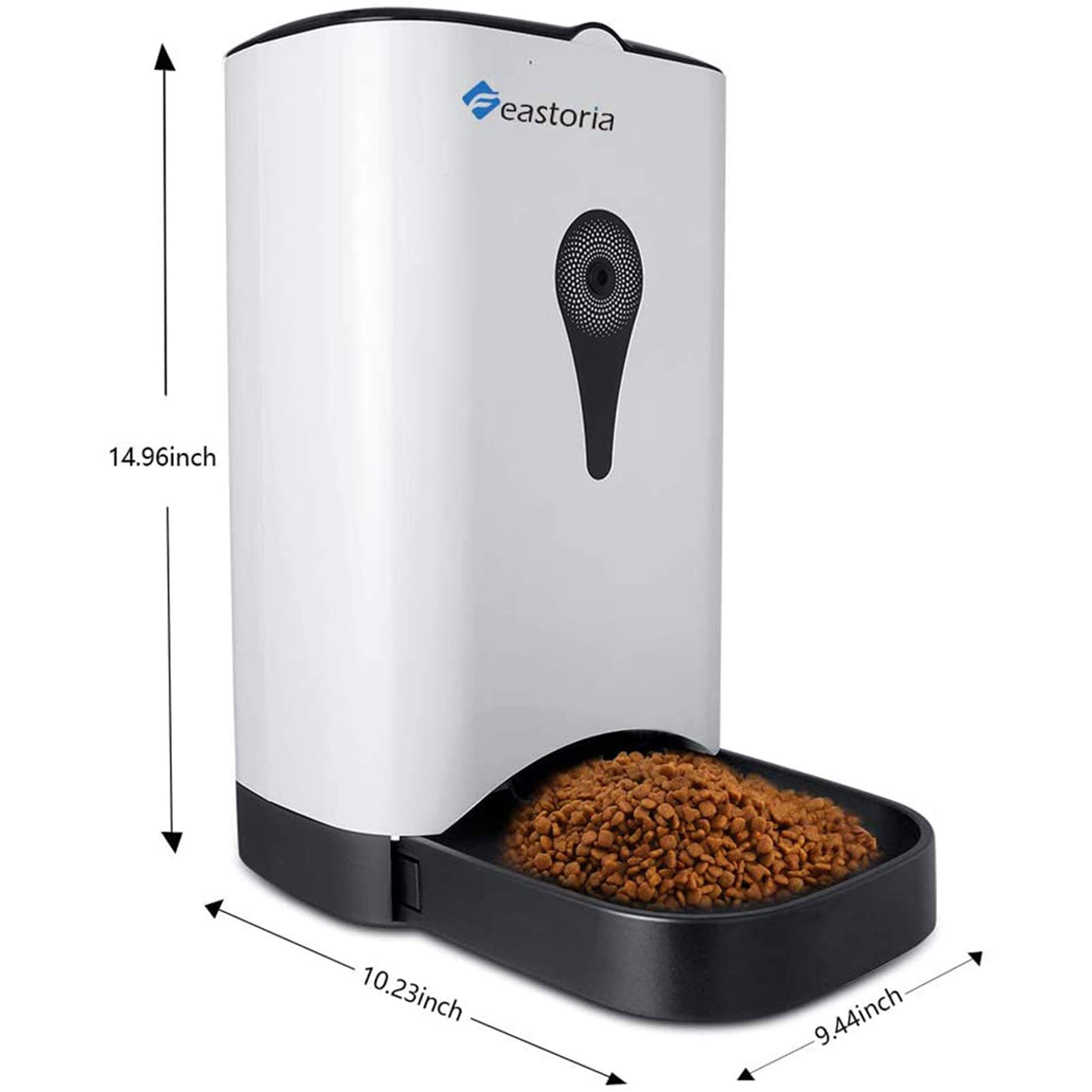 Feastoria Automatic Pet Feeder with HD Camera and 4 Meals Programmable Timer and Voice Recording for Dog and Cat