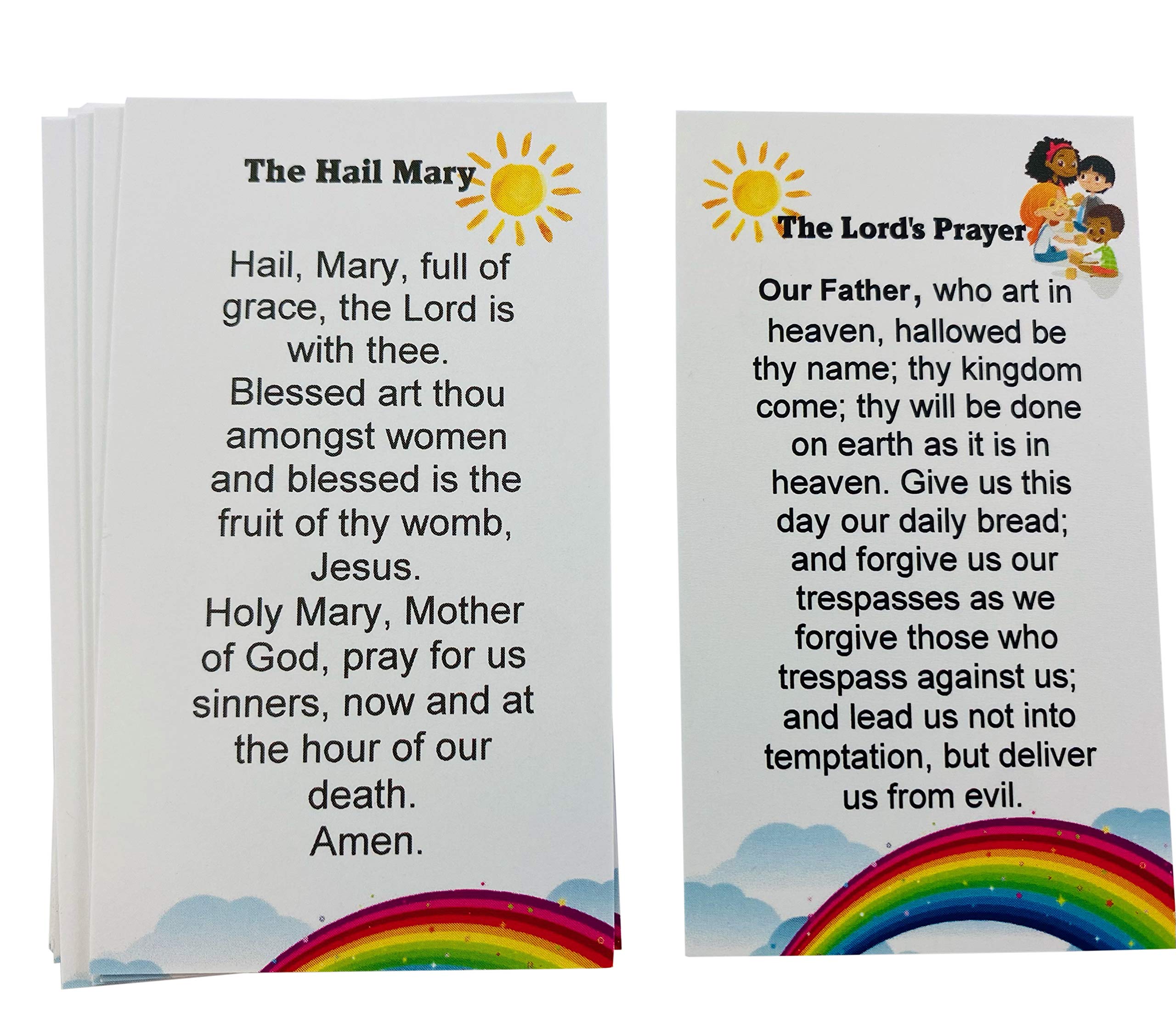 Westmon Works The Hail Mary and Our Father Lords Prayer Childrens Holy Cards Bulk Classroom Pack, Set of 24