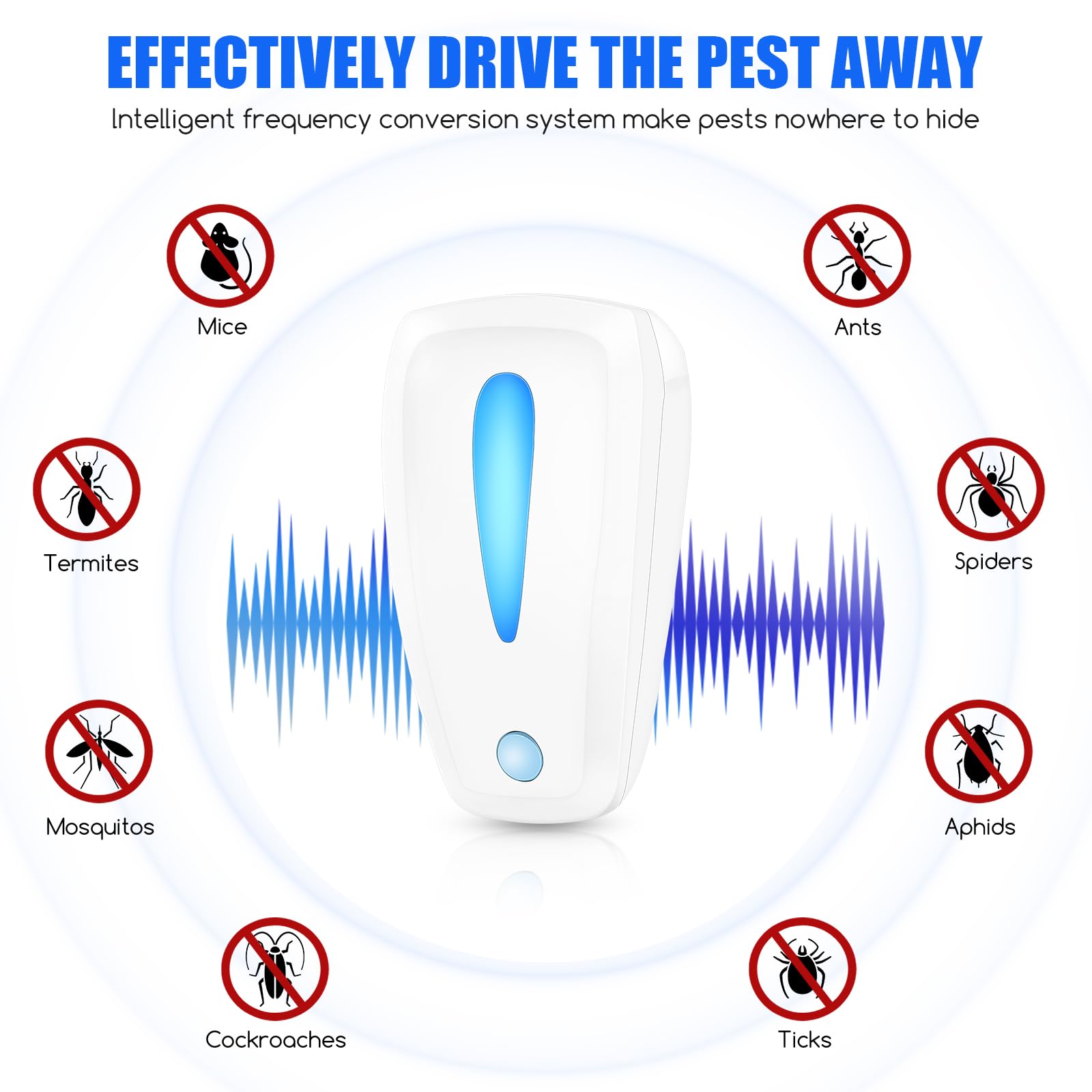 Ultrasonic Pest Repeller Plug in 6 Packs Ultrasonic Electronic Bug Repellent Indoor Pest Control Rat Repeller Mouse Repeller for Home Kitchen Office Warehouse for Mosquito Roach Mice Ant Spider