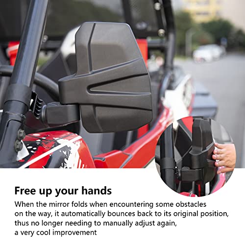 SHEJISI UTV Side Mirrors, You No Longer Need to Adjust by Hand,Innovative Automatic Reset Function, for 1.5"-2.0" Roll Cage, Compatible with Polaris RZR, Can Am Maverick, Honda Pioneer, Kawasaki Mule