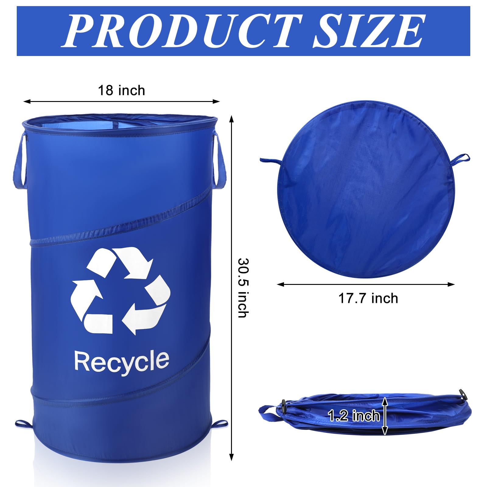 Umigy 2 Pcs 33 Gallon Pop up Trash and Recycling Container Collapsible Trash Can Camping Trash Can Travel Garbage Container Collapsible Trash Bin for Outdoor Indoor Yard Camping Party