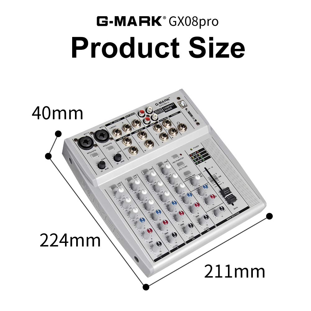 G-MARK GX08pro Professional audio mixer Microphone console 2 strero 2 Mono USB Computer connection