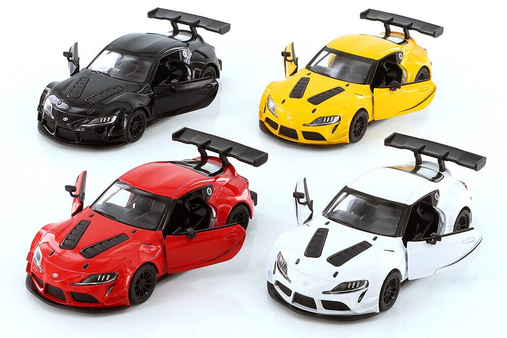 KiNSMART Toyota GR Supra Concept Racing Edition 5" 1:36 Scale Die Cast Metal Model Toy Car (SetOf4) w/Pull Back Action
