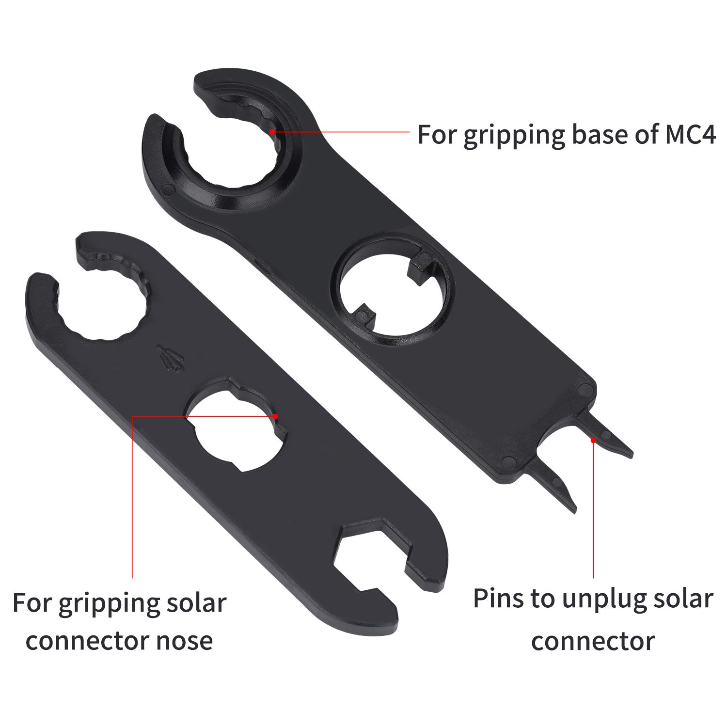 Generies Solar Spanners Wrench, Solar Panel Connector Disconnecting Tool for Solar Panel Cable PV System Wire and Connectors Assembly 1 Pair Black