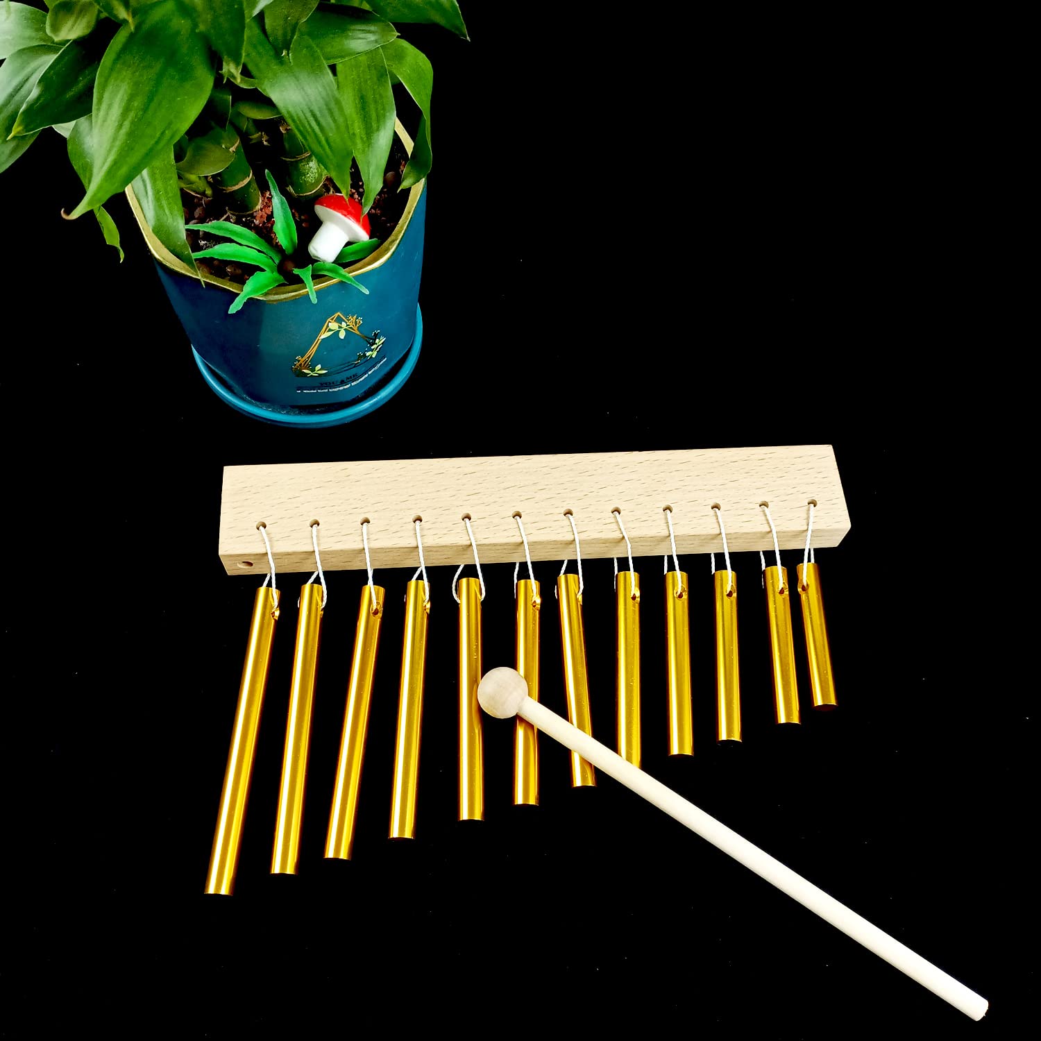 LOONELO 12-Tone Top Bar Chime,Wind Chime Instrument Percussion for For Music Classroom,Meditation,Yoga with Mounting Stand and 2 Sticks