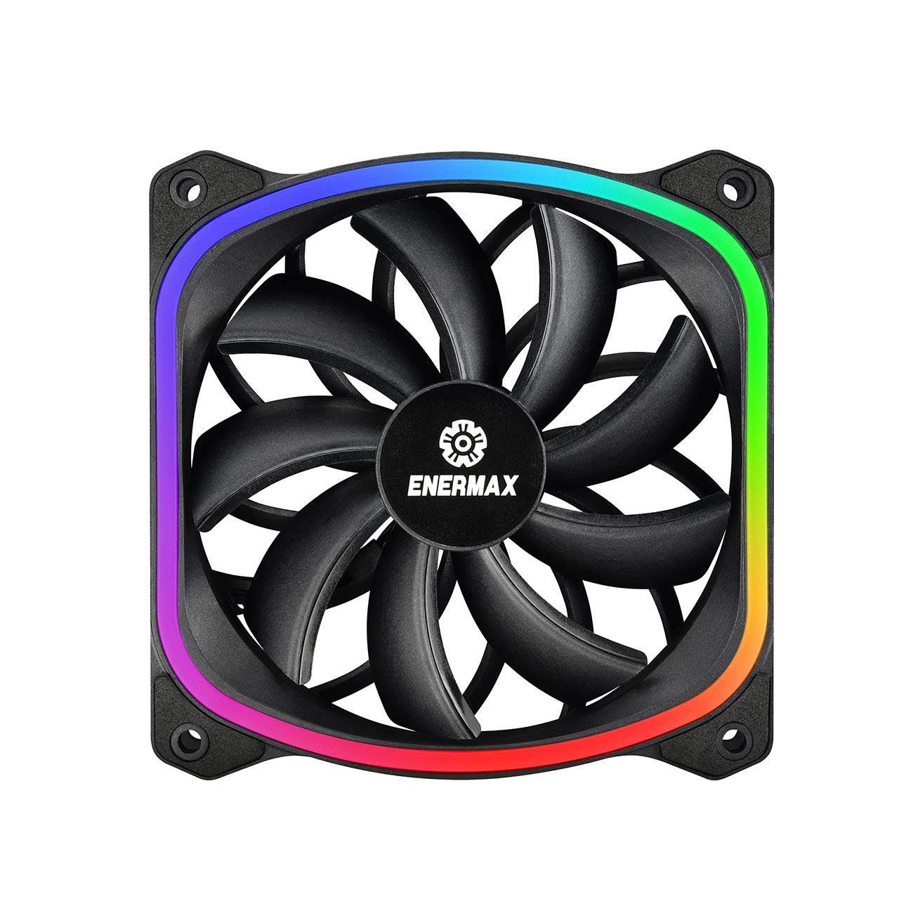 Enermax Squa RGB PWM 120mm Case Fan, Addressable RGB Sync Via Motherboard/Control Box, 3 Fan Pack- Black; UCSQARGB12P-BP3
