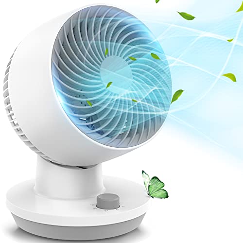 LifePlus Air Conditioner Fan, 90° Tilt & 52° Oscillating Fan with 3 Wind Speeds, 8 Inch Quiet Air Circulator Fan Powerful Airflow, Portable Personal Fan for Room Office Dorm