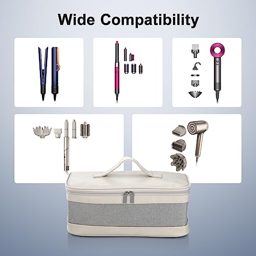 LANMU Carrying Case Compatible with Shark/Dyson Hair Dryer, Travel Bag Pouch Organizer for Airwrap/Flexstyle Styler Attachments