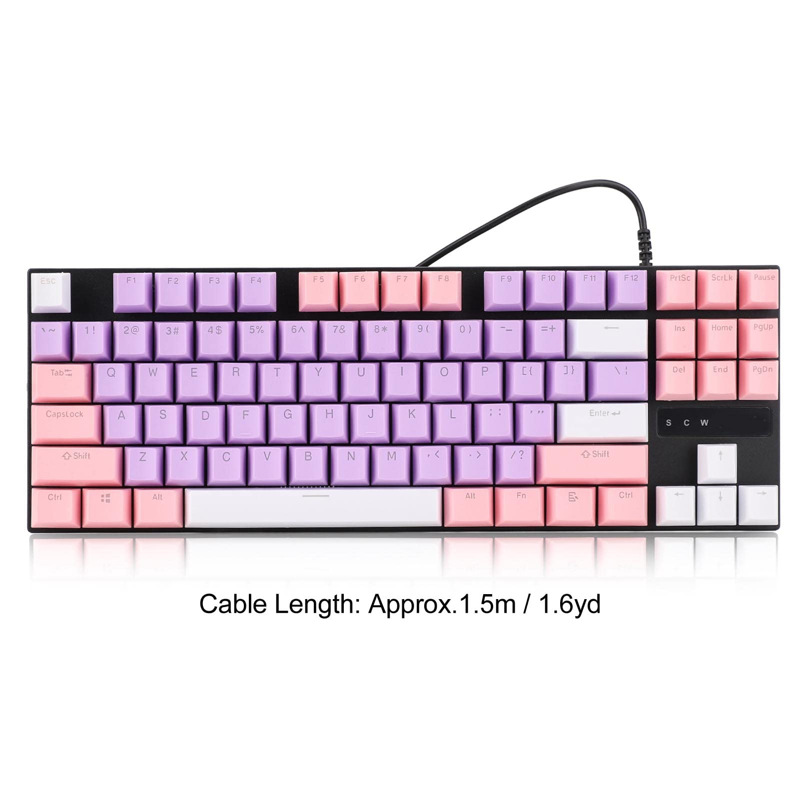 LBEC Mechanical Gaming Keyboard, Gaming Keyboard All Key Conflict Free 26 RGB Lighting Effects Blue Switch Waterproof for PC (Purple Pink White)