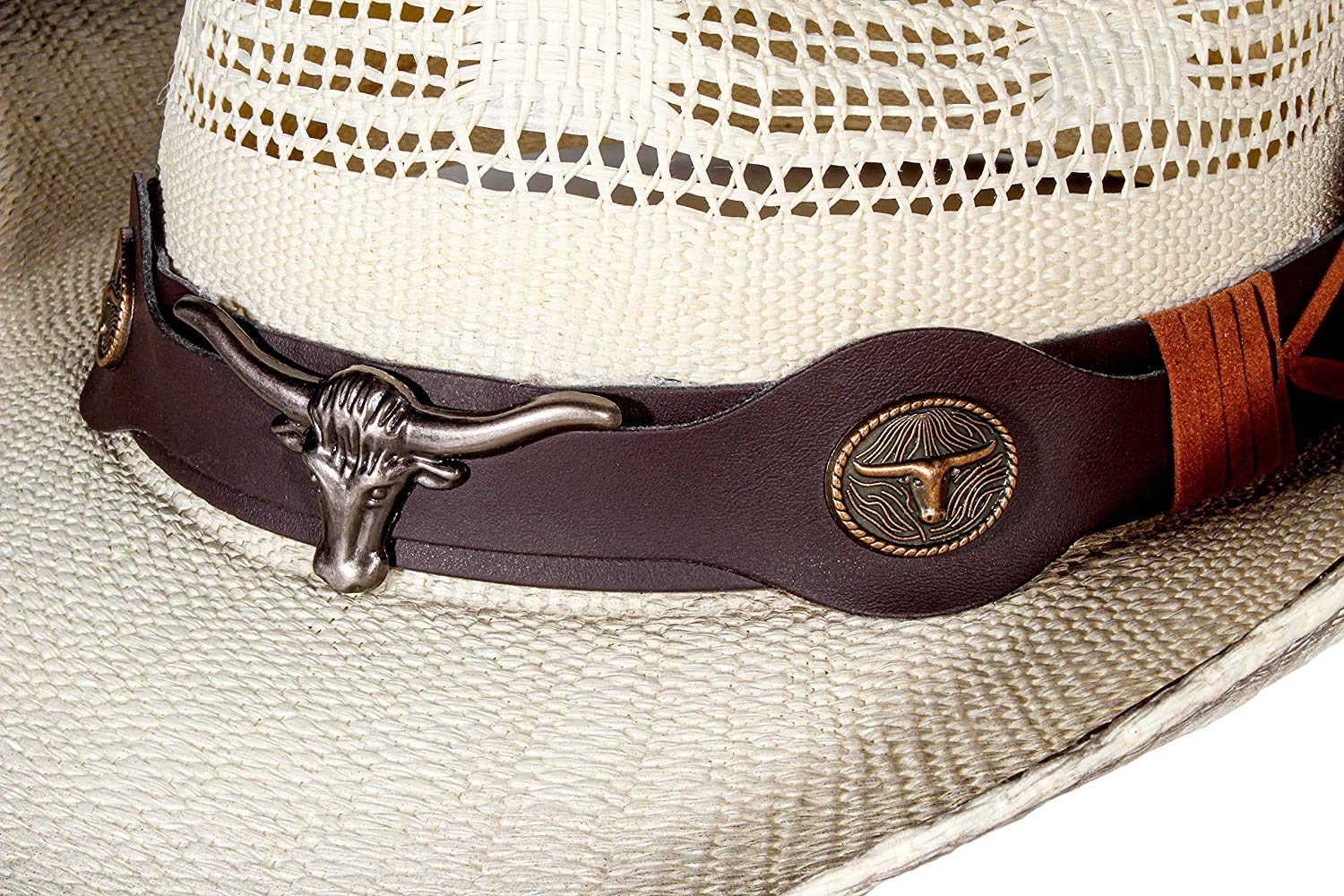 Enimay Western Outback Cowboy Hat Men's Women's Style Straw Felt (Beige/Brown Bullhead)
